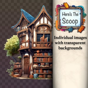 Magical Library Building Clipart Bundle: PNG & SVG Magical Clipart ...