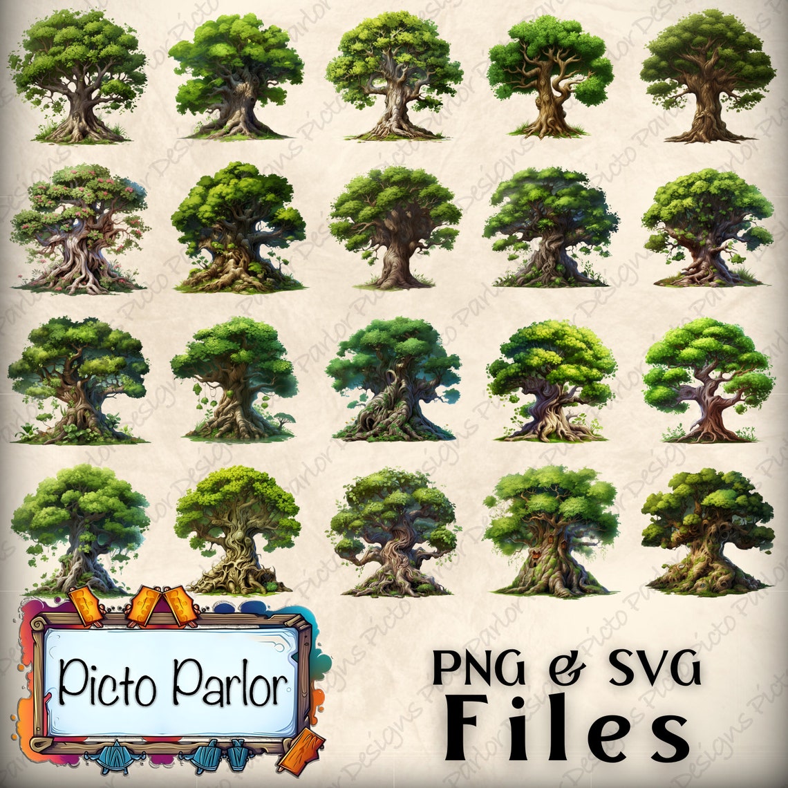 Magical Tree Clipart Bundle: PNG & SVG Magical Clipart Fantasy Tree ...