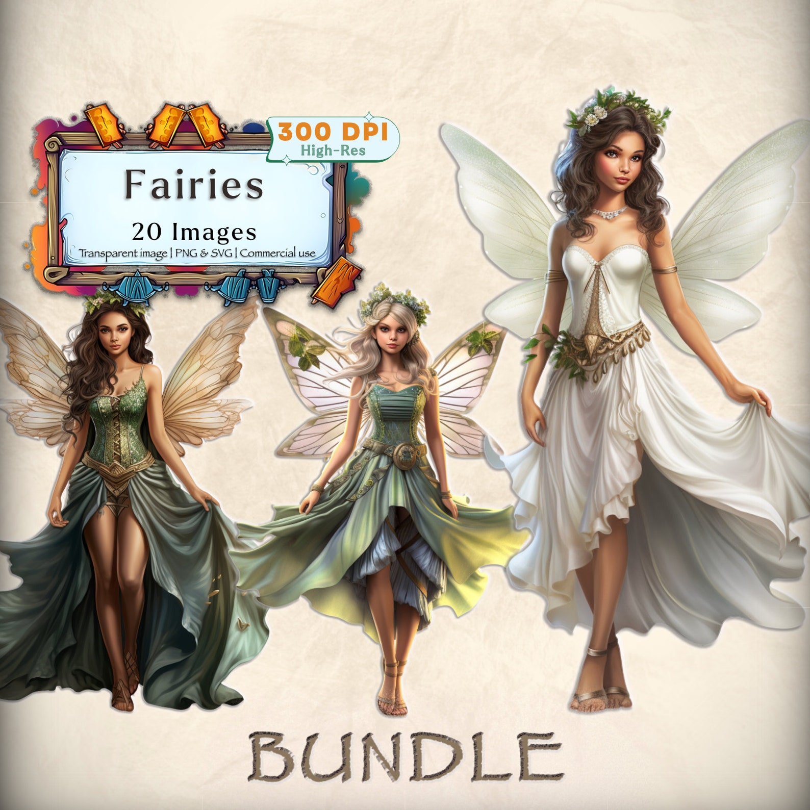 Fairy Clipart Bundle: PNG & SVG Magical Fairy Clipart Fantasy Clipart ...