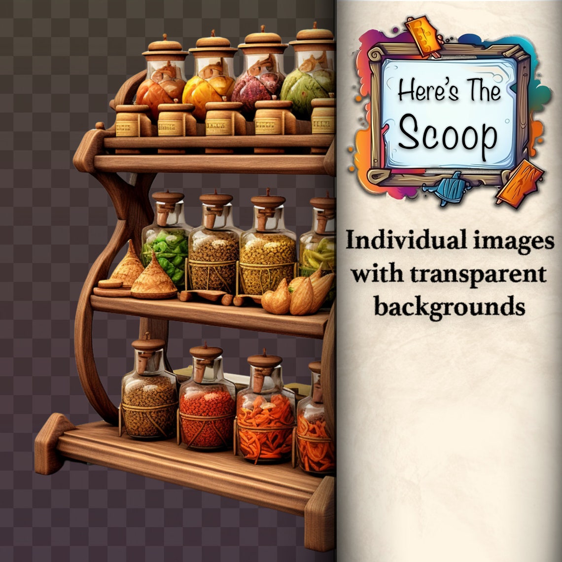 Spice Rack Clipart Bundle: PNG & SVG Food Clipart Spices Clipart Food ...