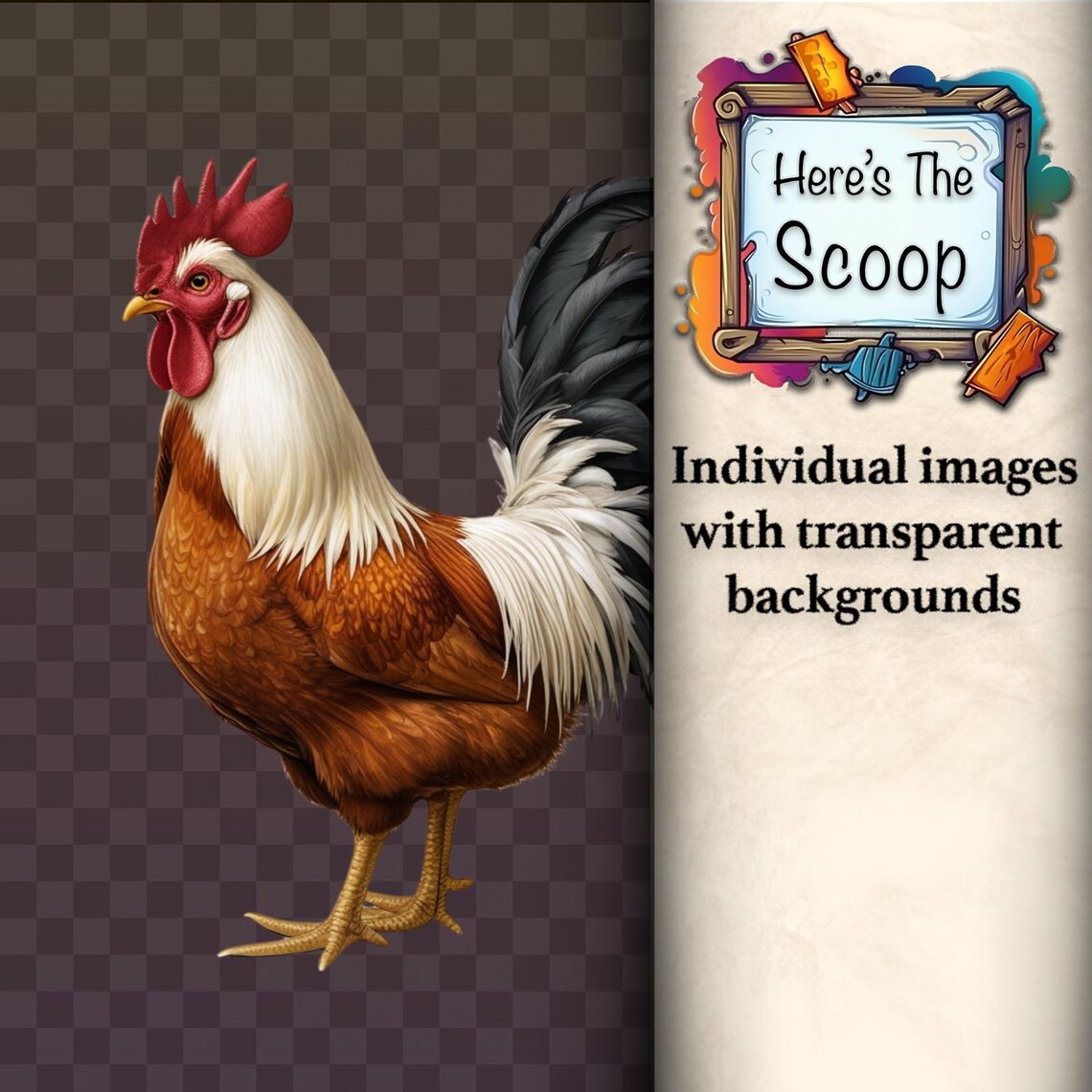 Chicken Rooster Clipart Bundle: PNG & SVG Farm Bird Clipart Colorful ...