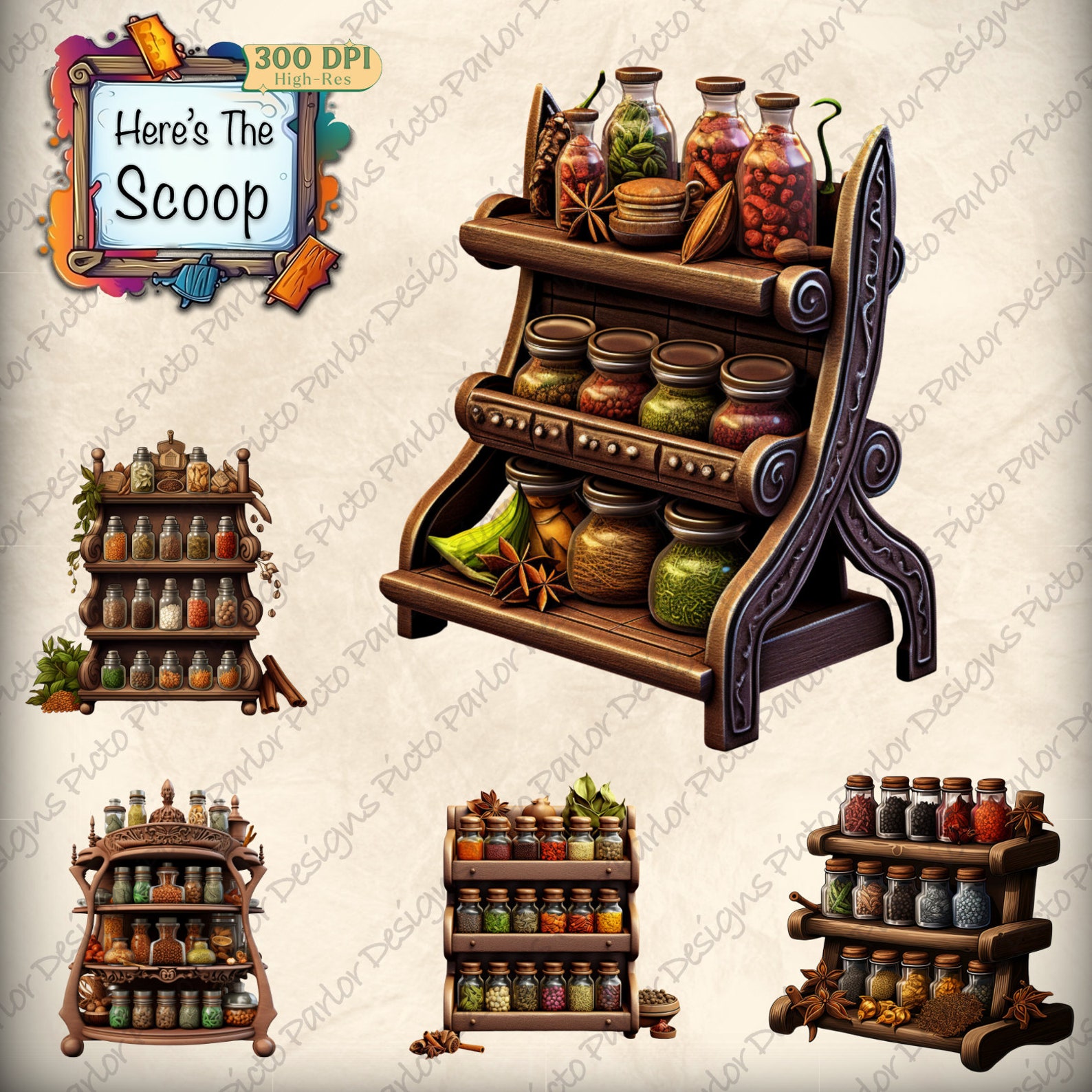 Spice Rack Clipart Bundle: PNG & SVG Food Clipart Spices Clipart Food ...