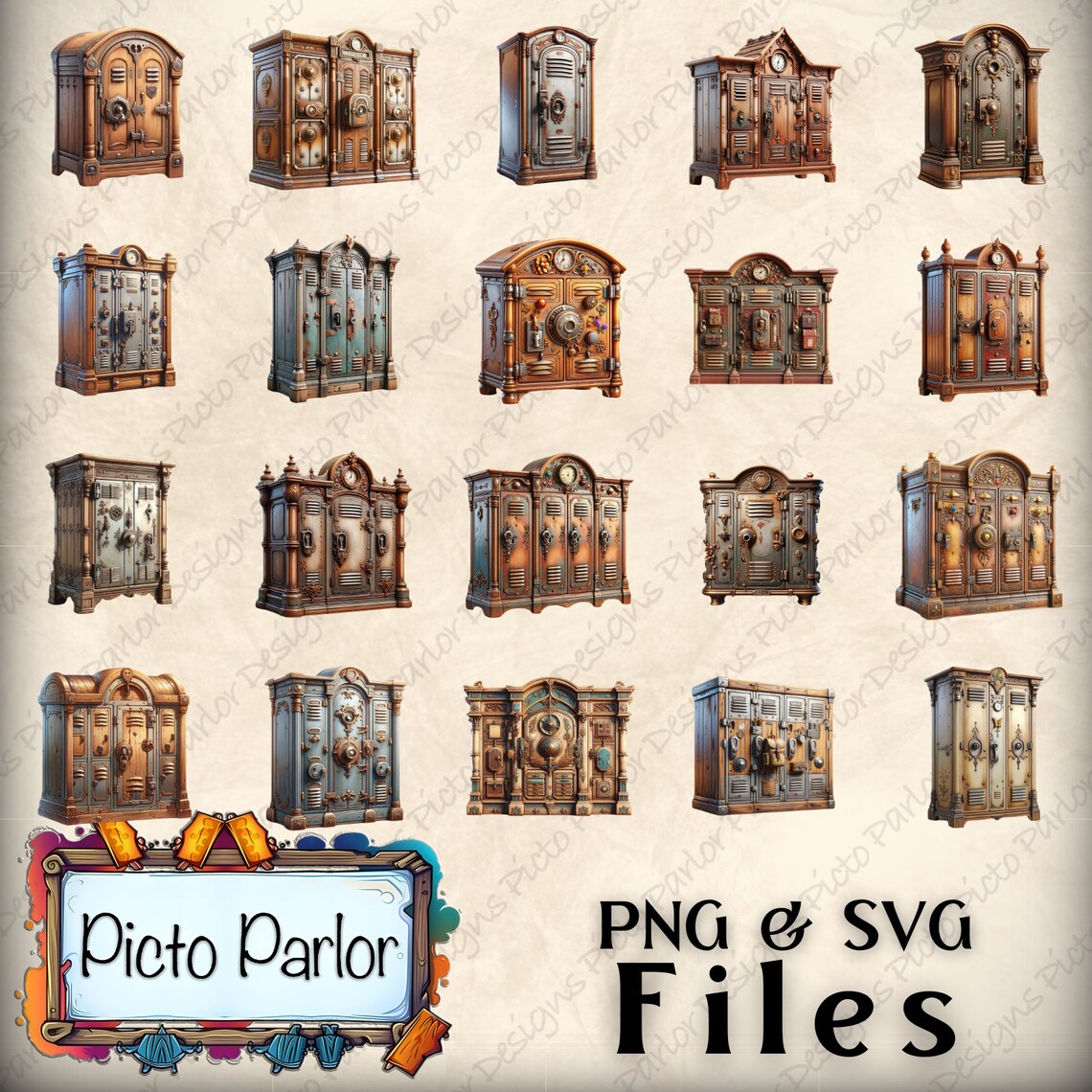 Lockers Clipart Bundle: PNG & SVG School Lockers Clipart Storage Locker ...