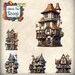 Medieval Office Buildings Clipart Bundle: PNG and SVG Medieval Building ...