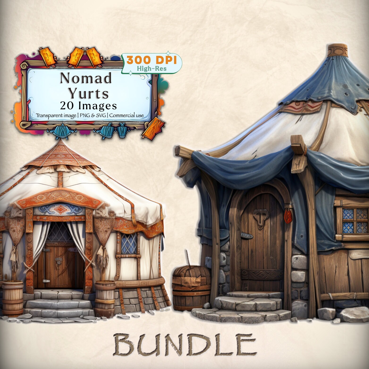 Nomad Hut Yurt Clipart Bundle: PNG and SVG Gypsy Hut Wanderer - Etsy