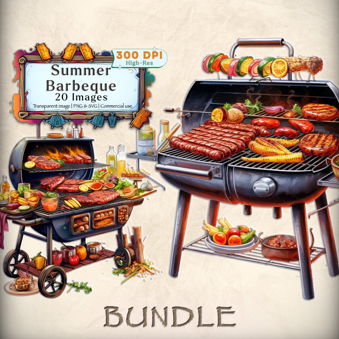 Summer Barbecue Clipart Bundle: PNG & SVG Seasonal Clipart Summer ...