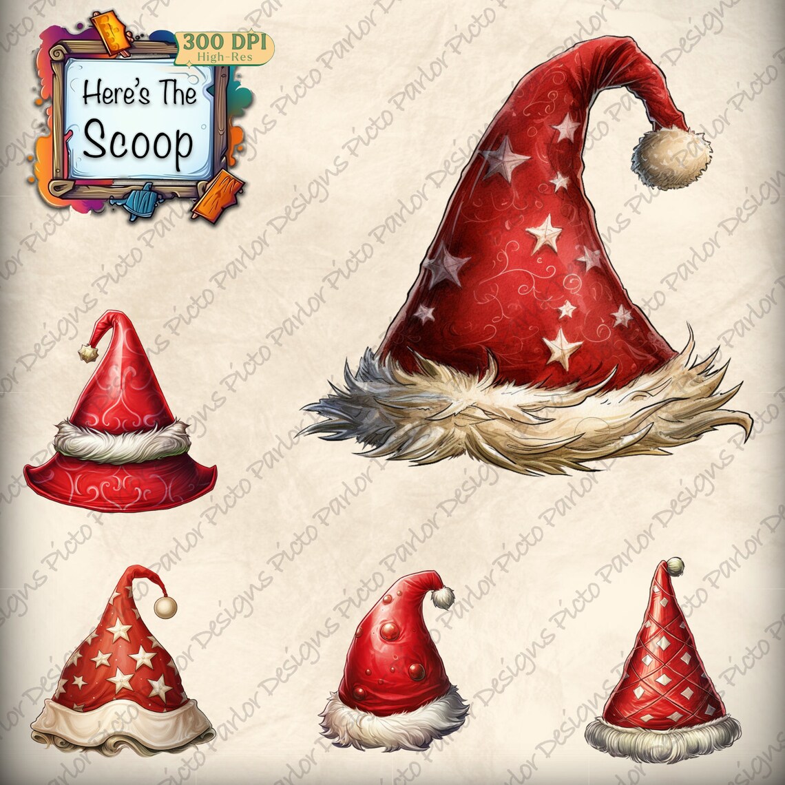 Santa Hat Clipart Bundle: PNG & SVG Christmas Winter Seasonal Clipart ...