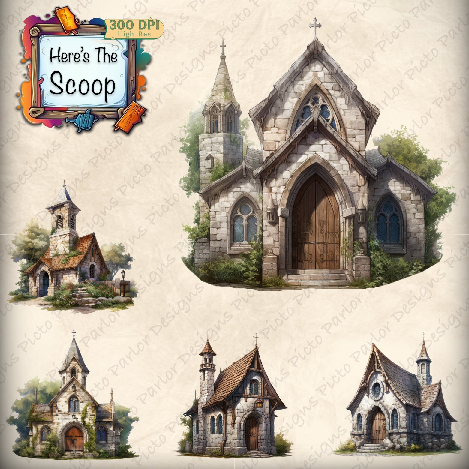 Medieval Church Clipart Bundle: PNG & SVG Religious Clipart - Etsy