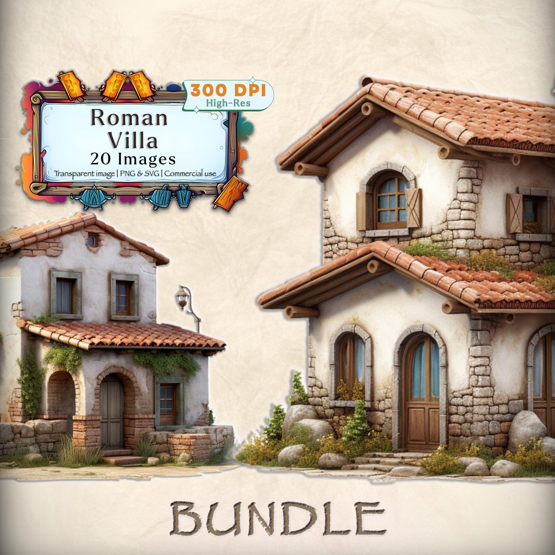 Roman Villa Clipart Bundle: PNG and SVG Roman Style Clipart Villa ...