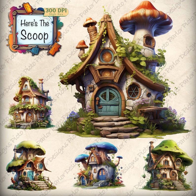 Fairy House Clipart Bundle: PNG & SVG Magical House Clipart Fantasy ...