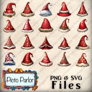 Santa Hat Clipart Bundle: PNG & SVG Christmas Winter Seasonal Clipart ...