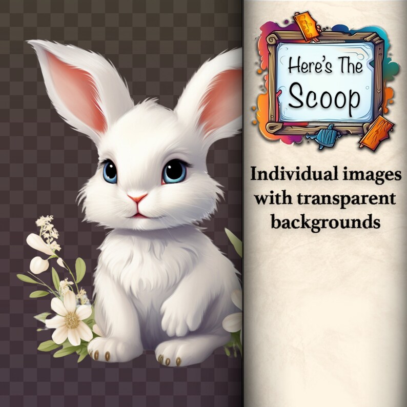 Cute Bunny Clipart Bundle: PNG & SVG Animal Clipart Cartoon Animal ...