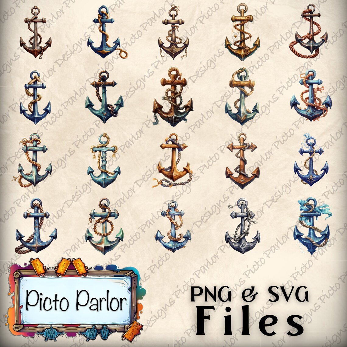 Ship Anchor Clipart Bundle: PNG & SVG Aquatic Clipart Ocean Clipart ...