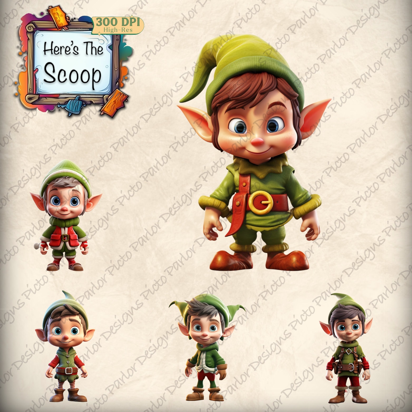 Cartoon Elves Clipart Bundle: PNG & SVG Elf Clipart Christmas Clipart ...