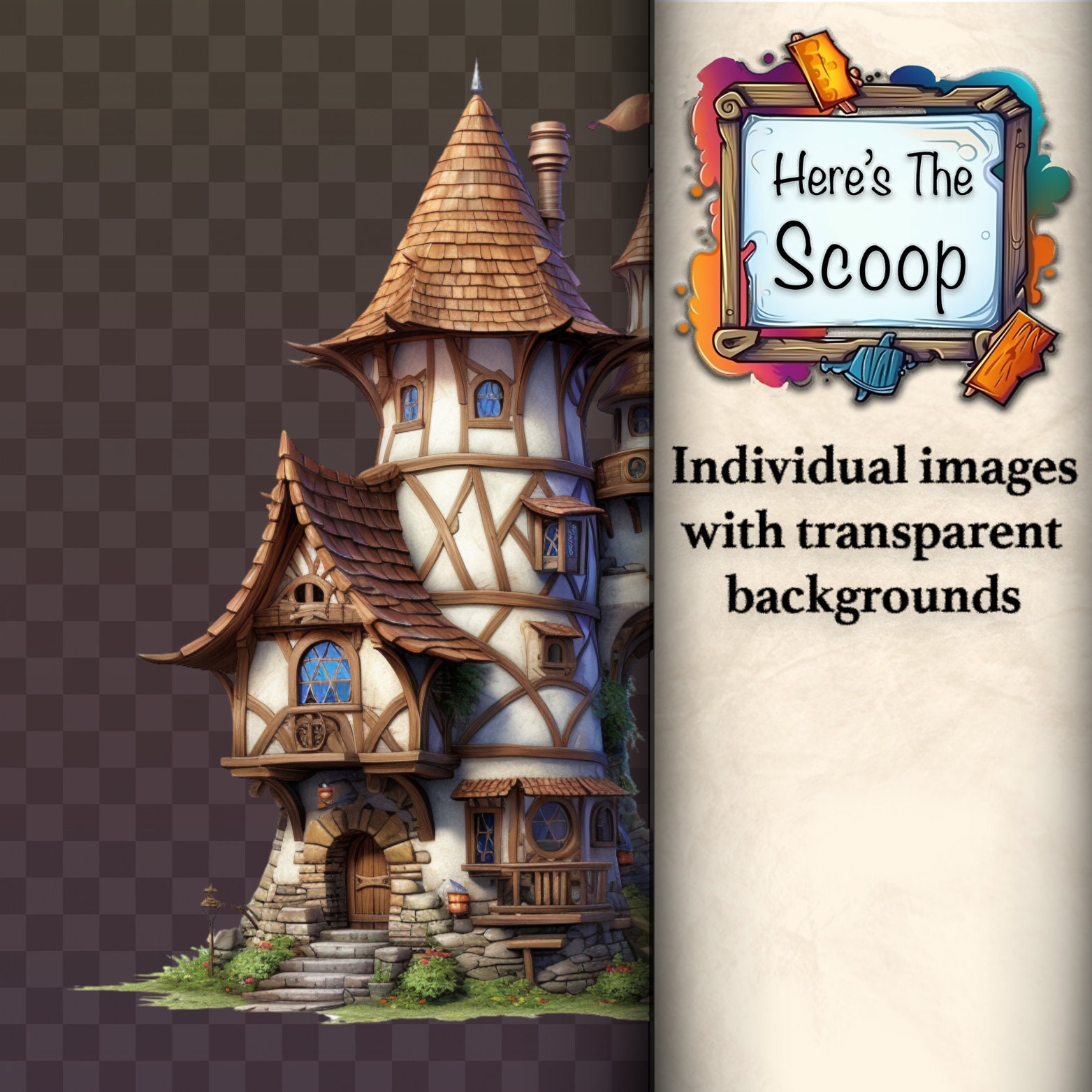 Wizard Tower Clipart Bundle: PNG and SVG Magical Clipart Whimsical ...