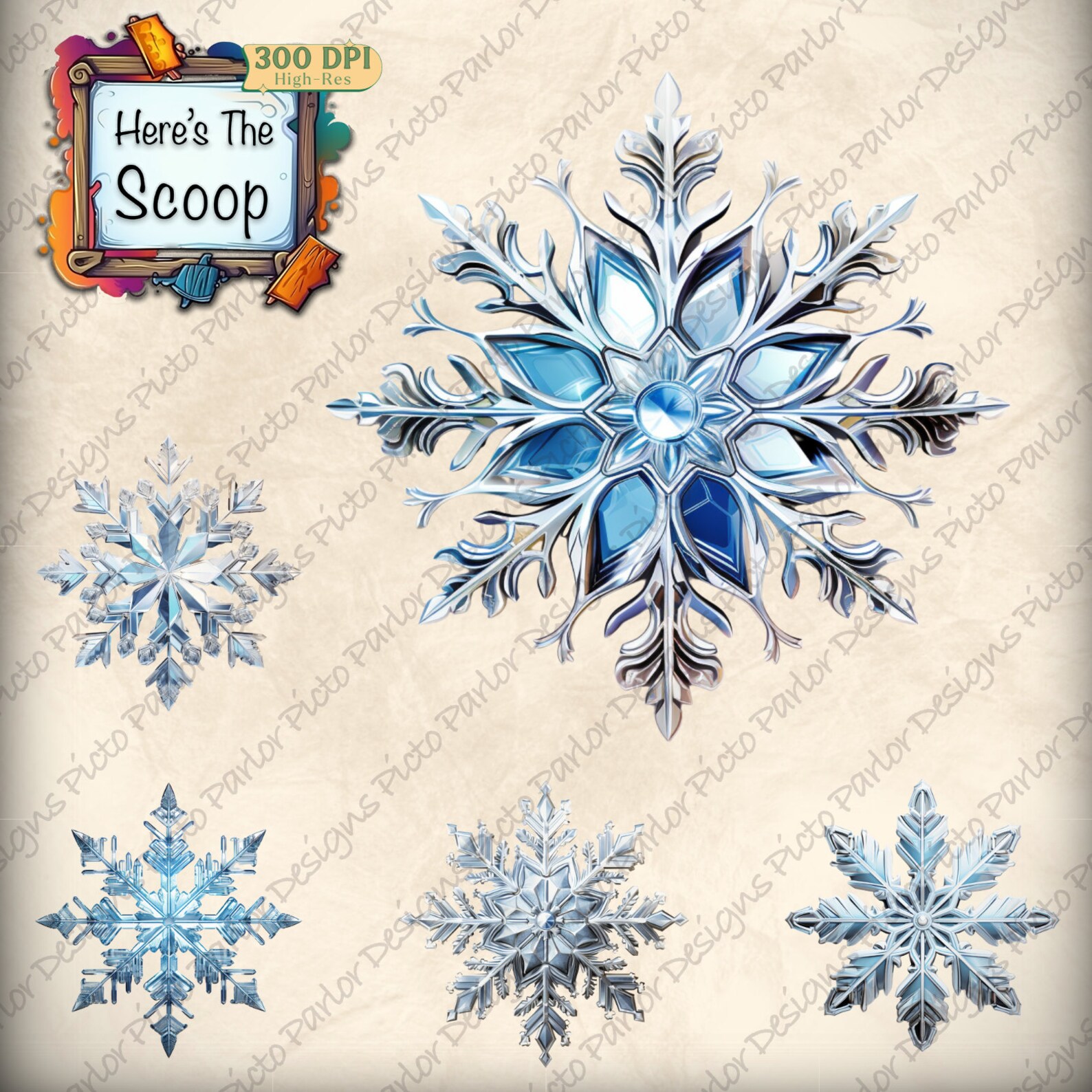 Snowflakes Clipart Bundle: PNG & SVG Seasonal Clipart Snow Clipart ...