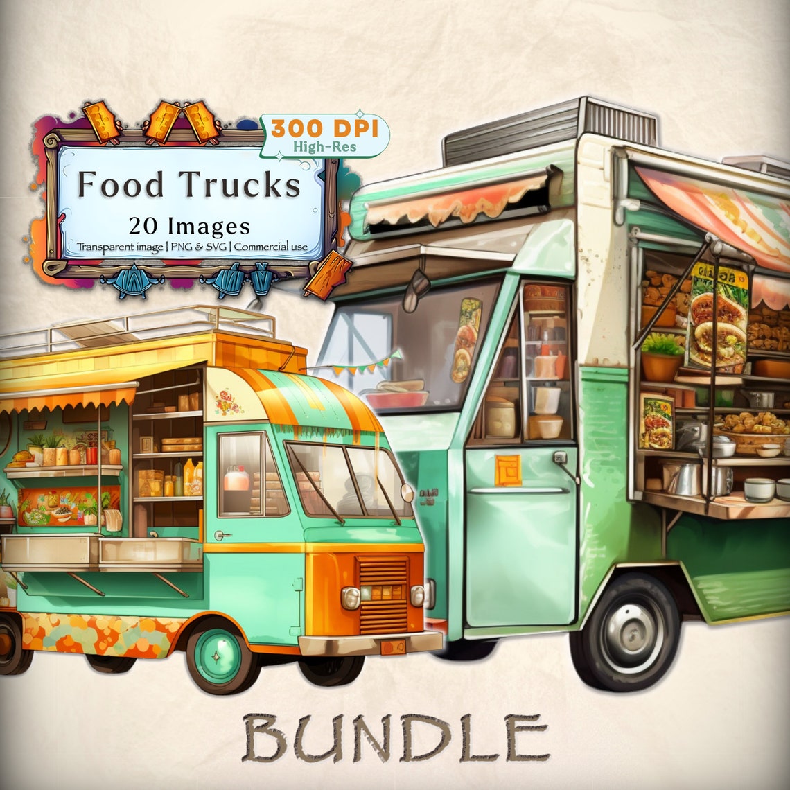 Food Truck Clipart Bundle: PNG & SVG Modern Clipart Mexican Clipart ...