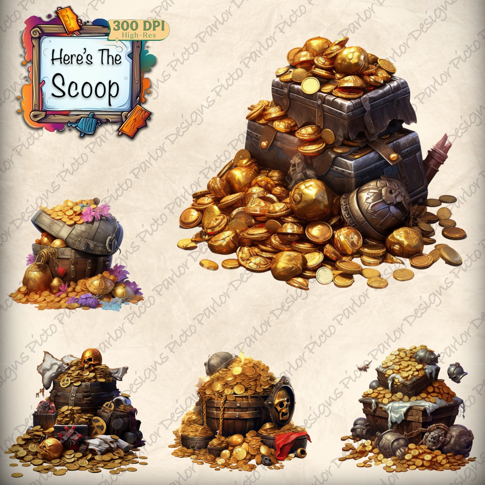 Pirate Treasure Clipart Bundle: PNG & SVG Prate Booty Clipart Loot ...