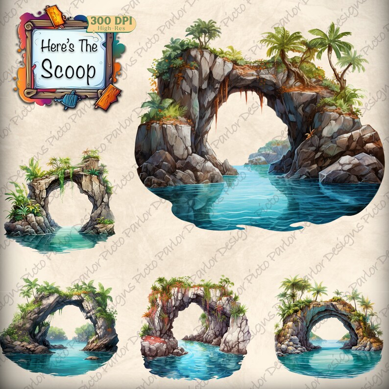 Tropical Cove Clipart: PNG & SVG Scenic Clipart Ocean Clipart Sunset ...