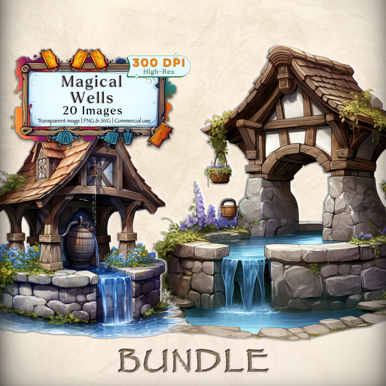 Magical Well Clipart Bundle: PNG & SVG Magical Clipart Fairy Tale ...