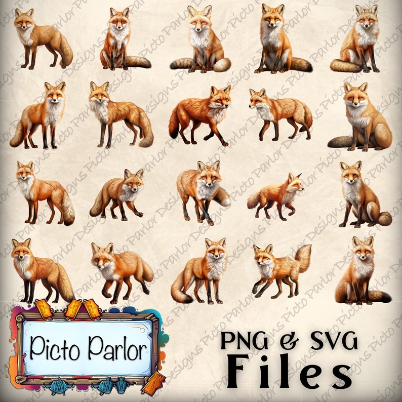 Red Fox Clipart Bundle: PNG & SVG Animal Clipart Bundle Fox Clipart Red ...