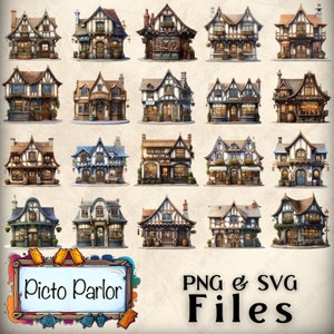 Magical Storefront Clipart Bundle: PNG and SVG Fantasy Building Clipart ...