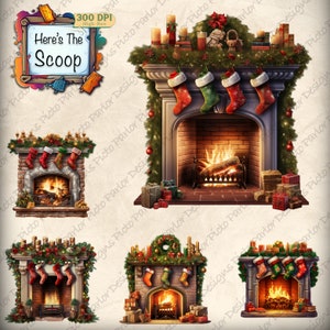 Christmas Fireplace Clipart Bundle: PNG & SVG Seasonal Clipart ...