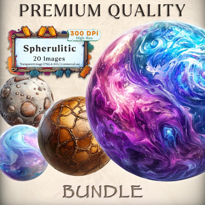 Spherulitic Texture Clipart Bundle: PNG & SVG Geometric Patterns ...