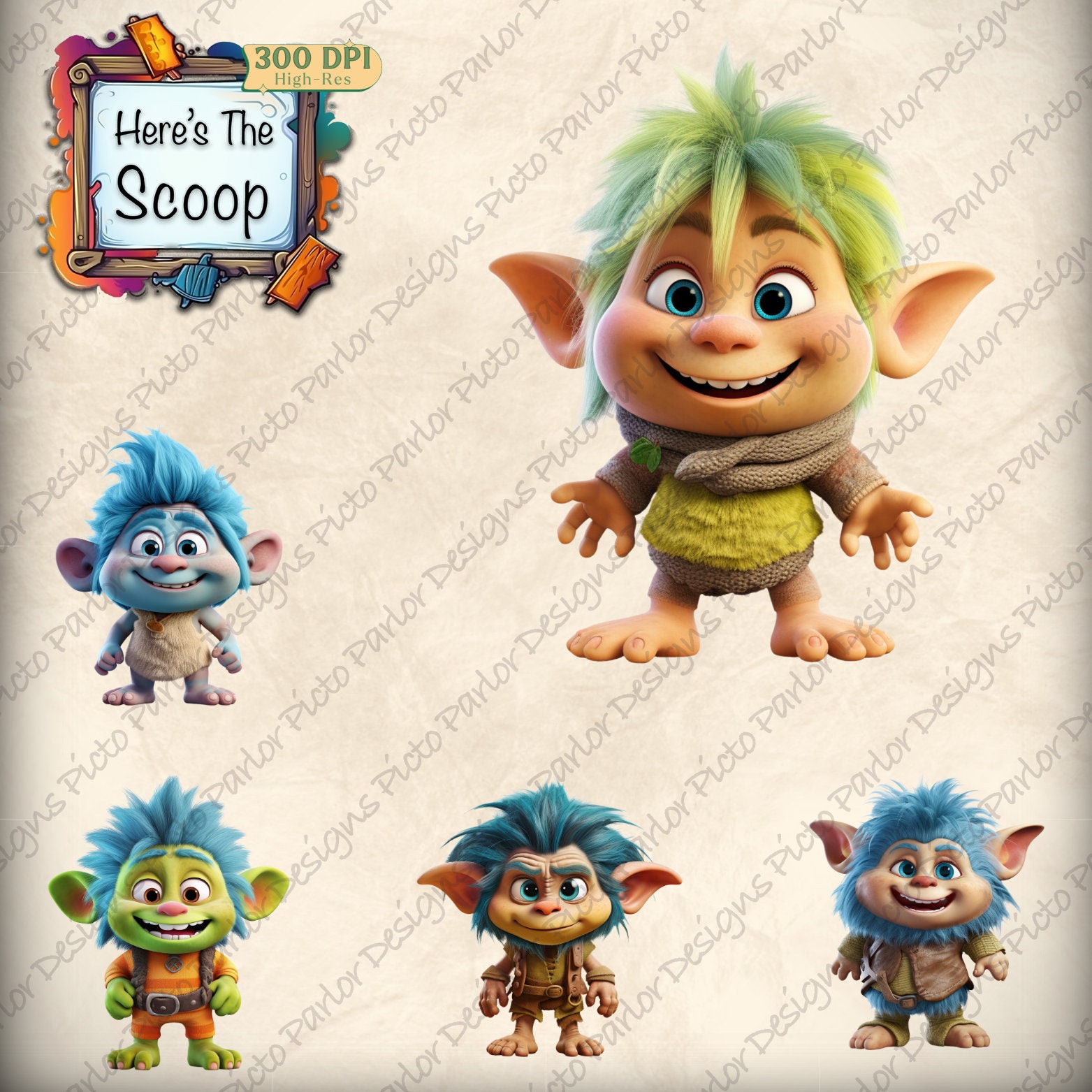 Cute Troll Clipart Bundle: PNG & SVG Troll Clipart Cartoon - Etsy