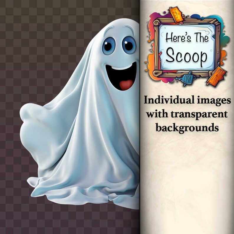 Cartoon Ghost clipart bundle: PNG and SVG bedsheet ghost cartoon horror ...