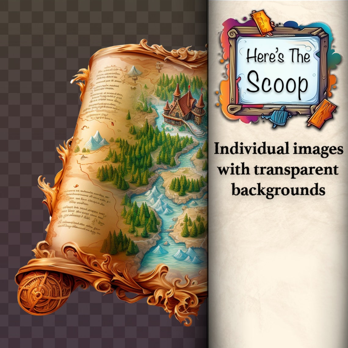 Magical Scroll Clipart Bundle: PNG & SVG Magical Map Clipart ...