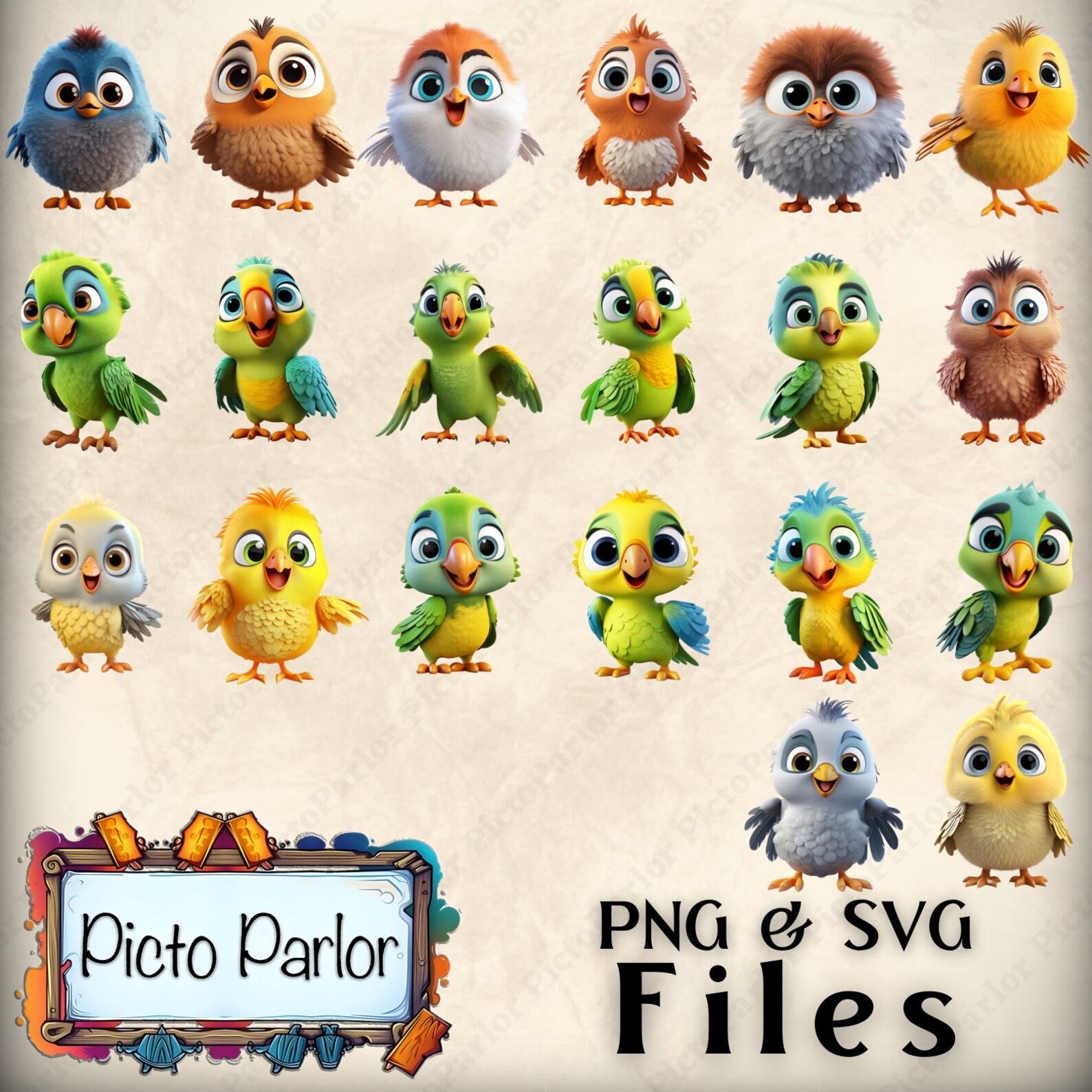 Cartoon Bird Clipart Bundle: PNG and SVG Clipart Bundle Realistic ...