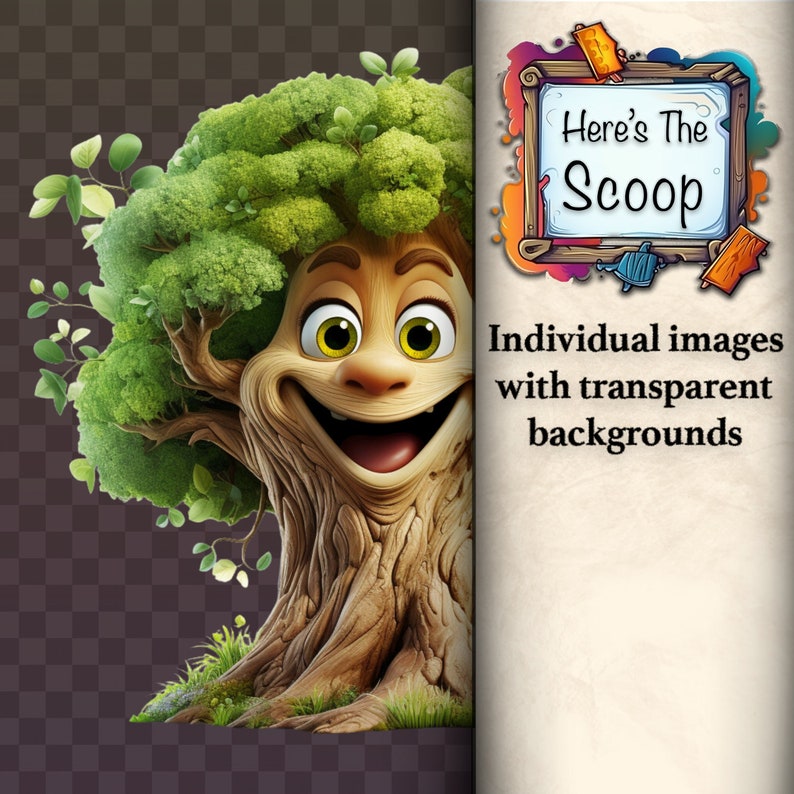 Cartoon Tree Clipart Bundle: PNG & SVG Assorted Fruit Tree Clipart ...