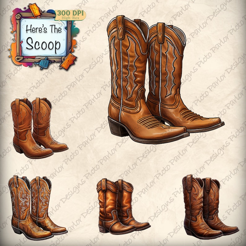 Cowboy Boot Clipart Bundle: PNG & SVG Western Clipart Saloon Clipart ...