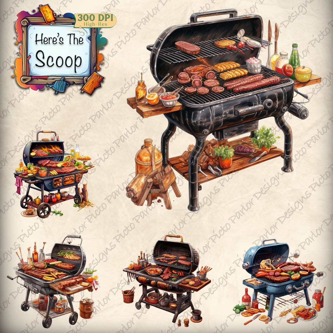 Summer Barbecue Clipart Bundle: PNG & SVG Seasonal Clipart Summer ...