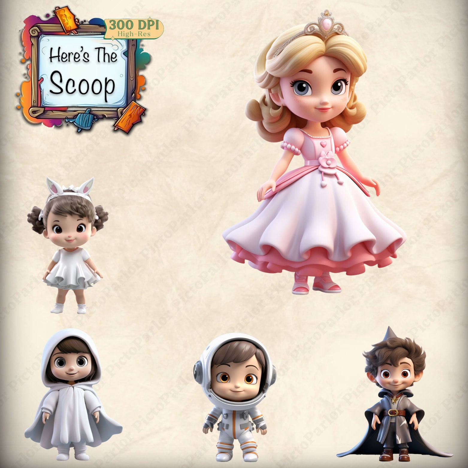 Costumed Kids Clipart Bundle: PNG and SVG Halloween Costumes Clipart ...