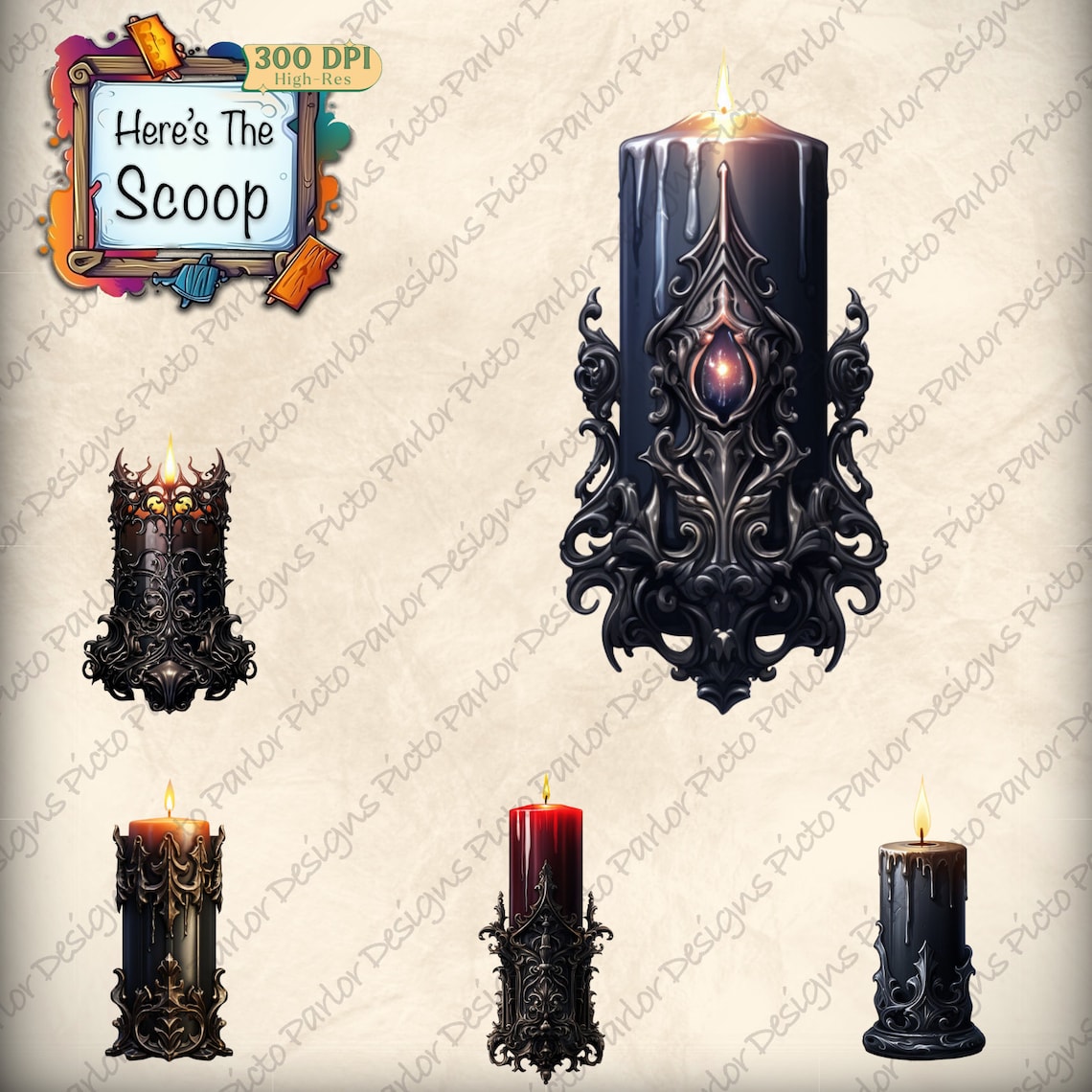 Haunted Gothic Candle Clipart Bundle: PNG & SVG Gothic Clipart Horror ...