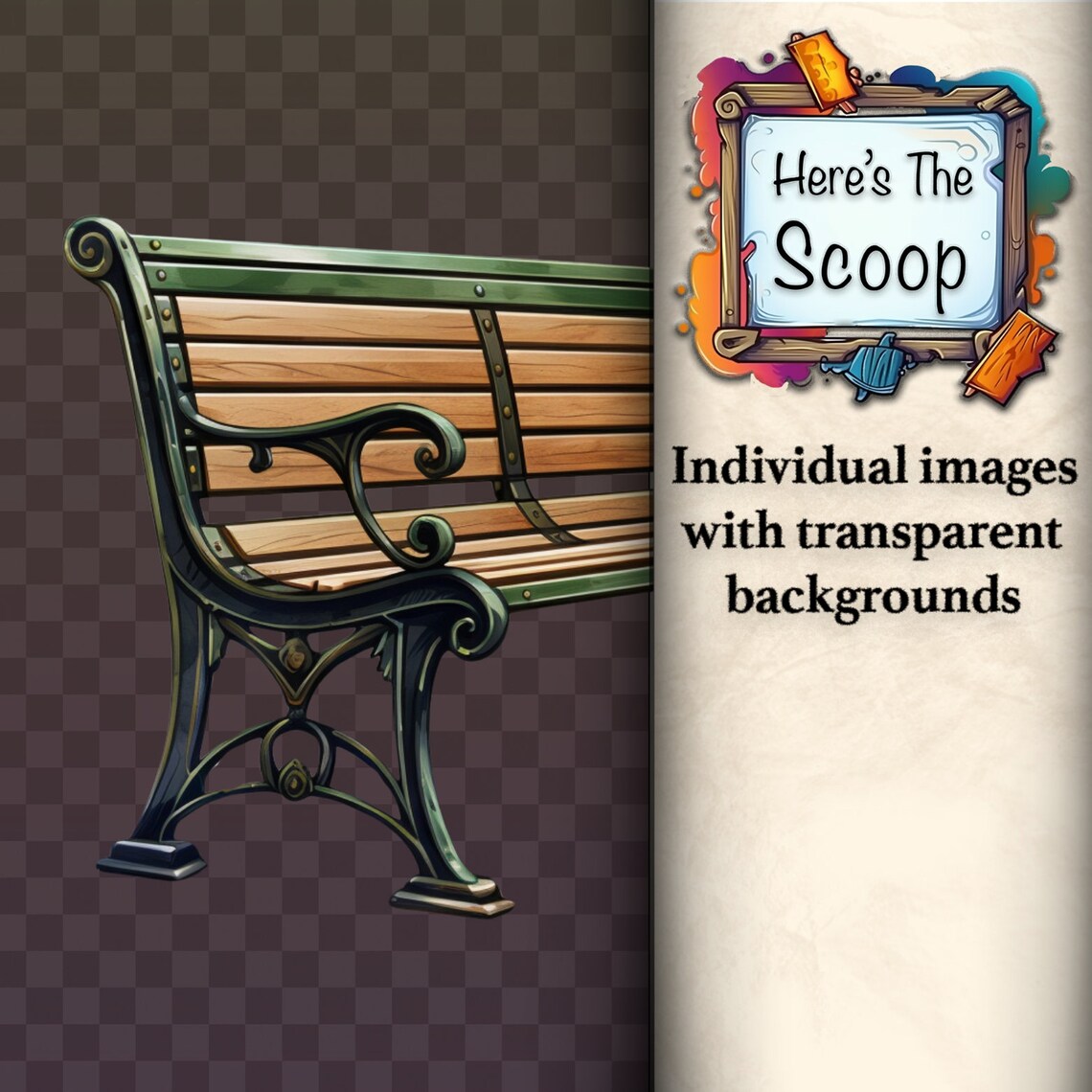 Park Bench Clipart Bundle: PNG & SVG Rural Clipart New York Park Bench ...