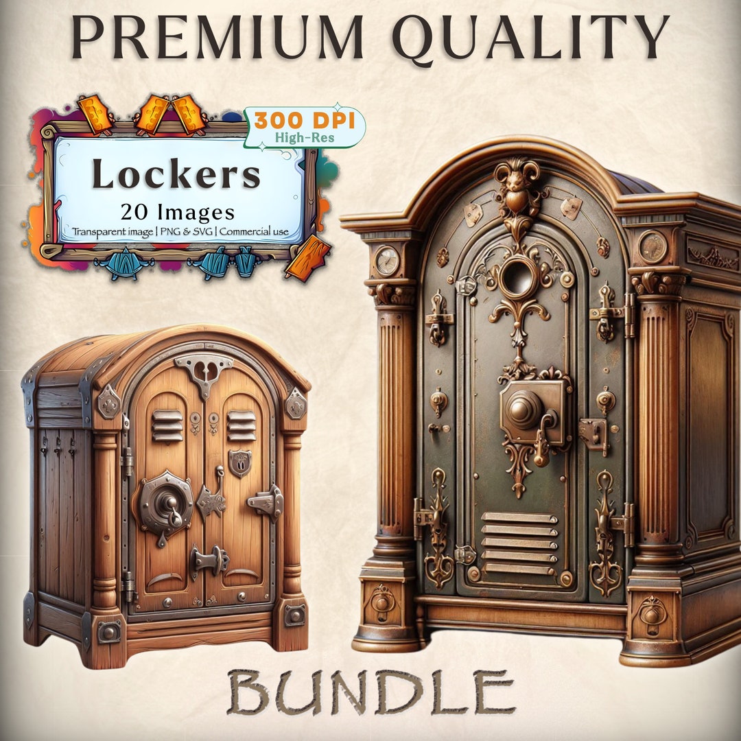 Lockers Clipart Bundle: PNG & SVG School Lockers Clipart Storage Locker ...