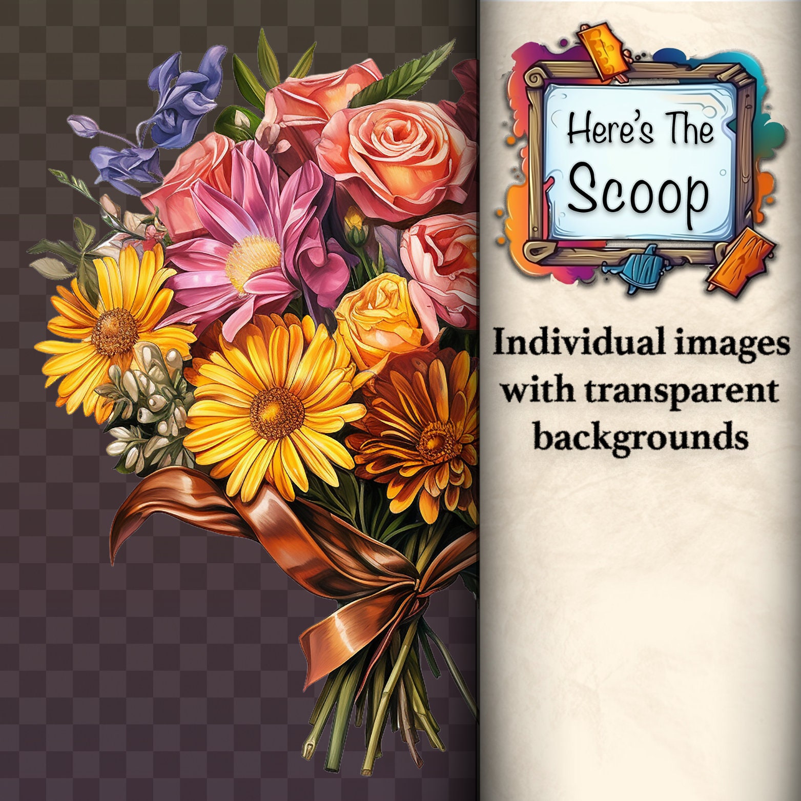 Flower Bouquet Clipart Bundle: PNG & SVG Floral Clipart - Etsy