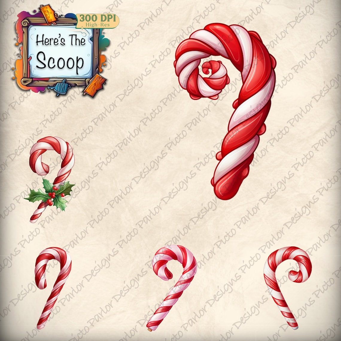 Candy Cane Clipart Bundle: PNG & SVG Christmas Candy Cane Seasonal ...