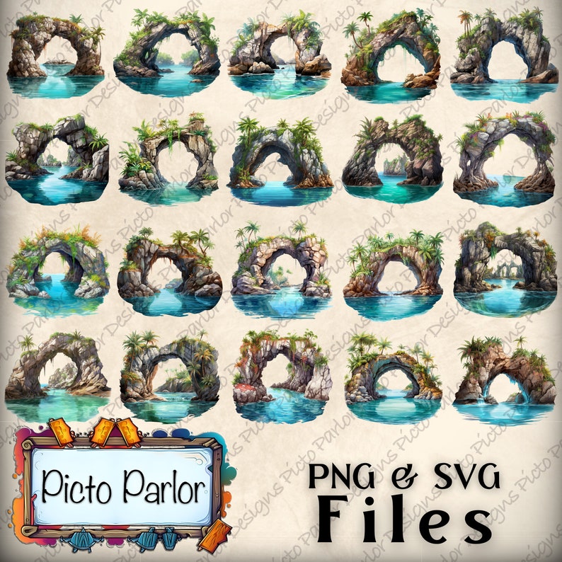 Tropical Cove Clipart: PNG & SVG Scenic Clipart Ocean Clipart Sunset ...