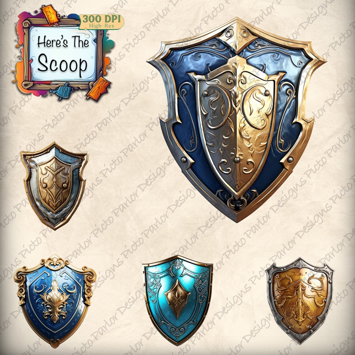 Magical Shield Clipart Bundle: PNG & SVG Magical Clipart Fairy Tale ...