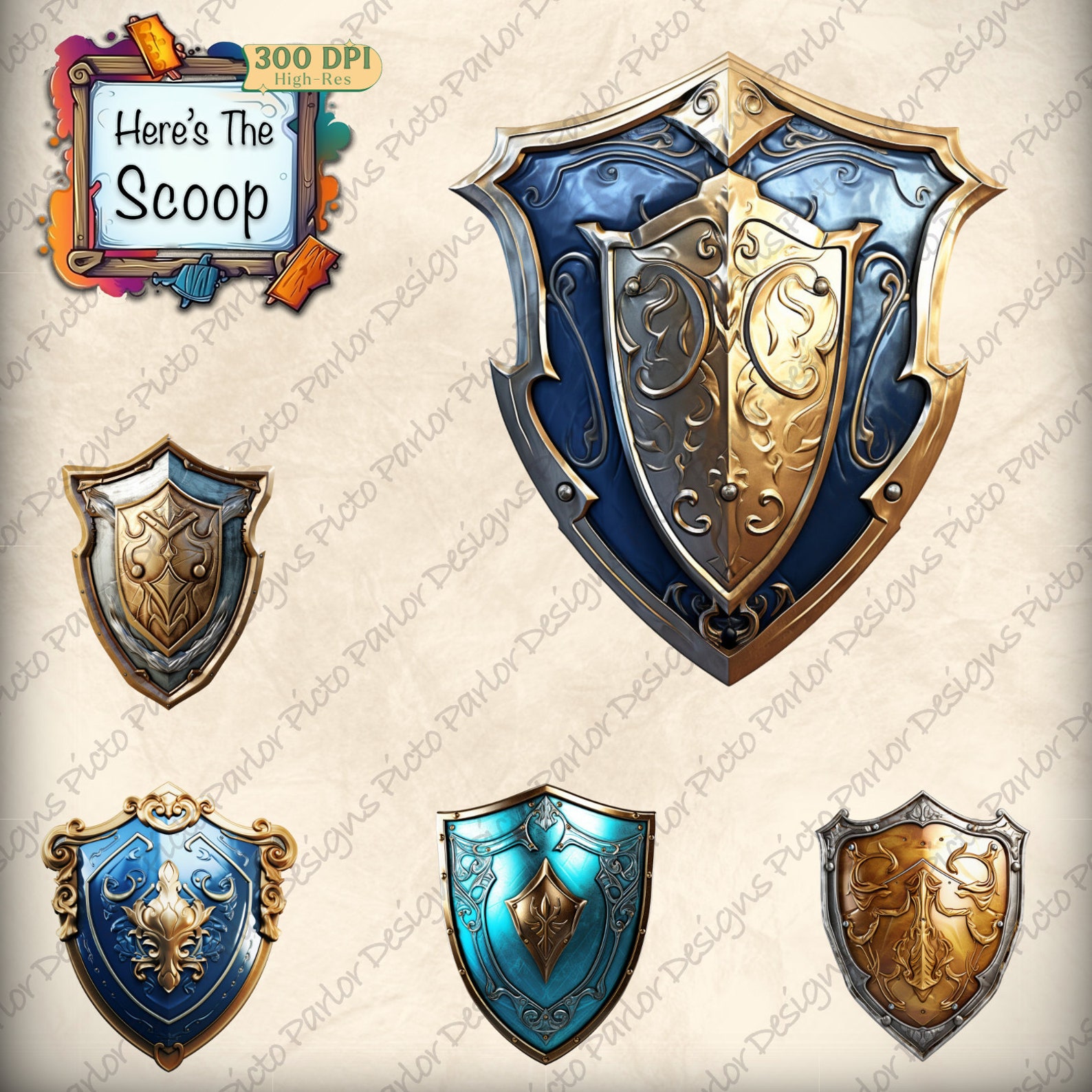 Magical Shield Clipart Bundle: PNG & SVG Magical Clipart Fairy Tale ...