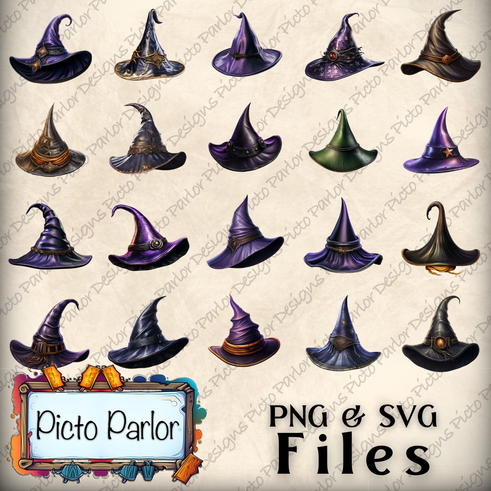 Witch Hat Clipart Bundle: PNG & SVG Halloween Witch Clipart Horror ...