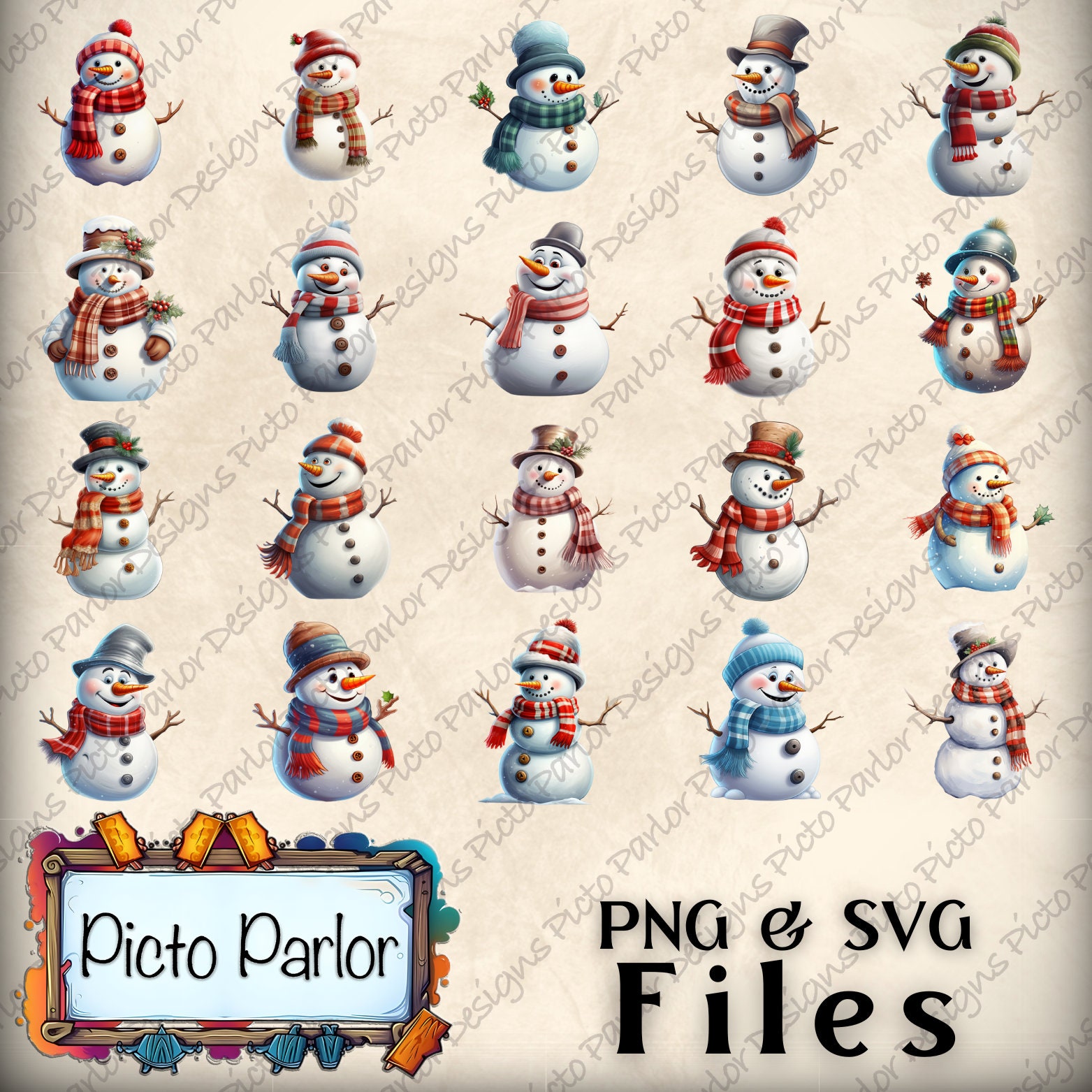 Snowman Clipart Bundle: PNG & SVG Winter Clipart Snowflake Clipart ...