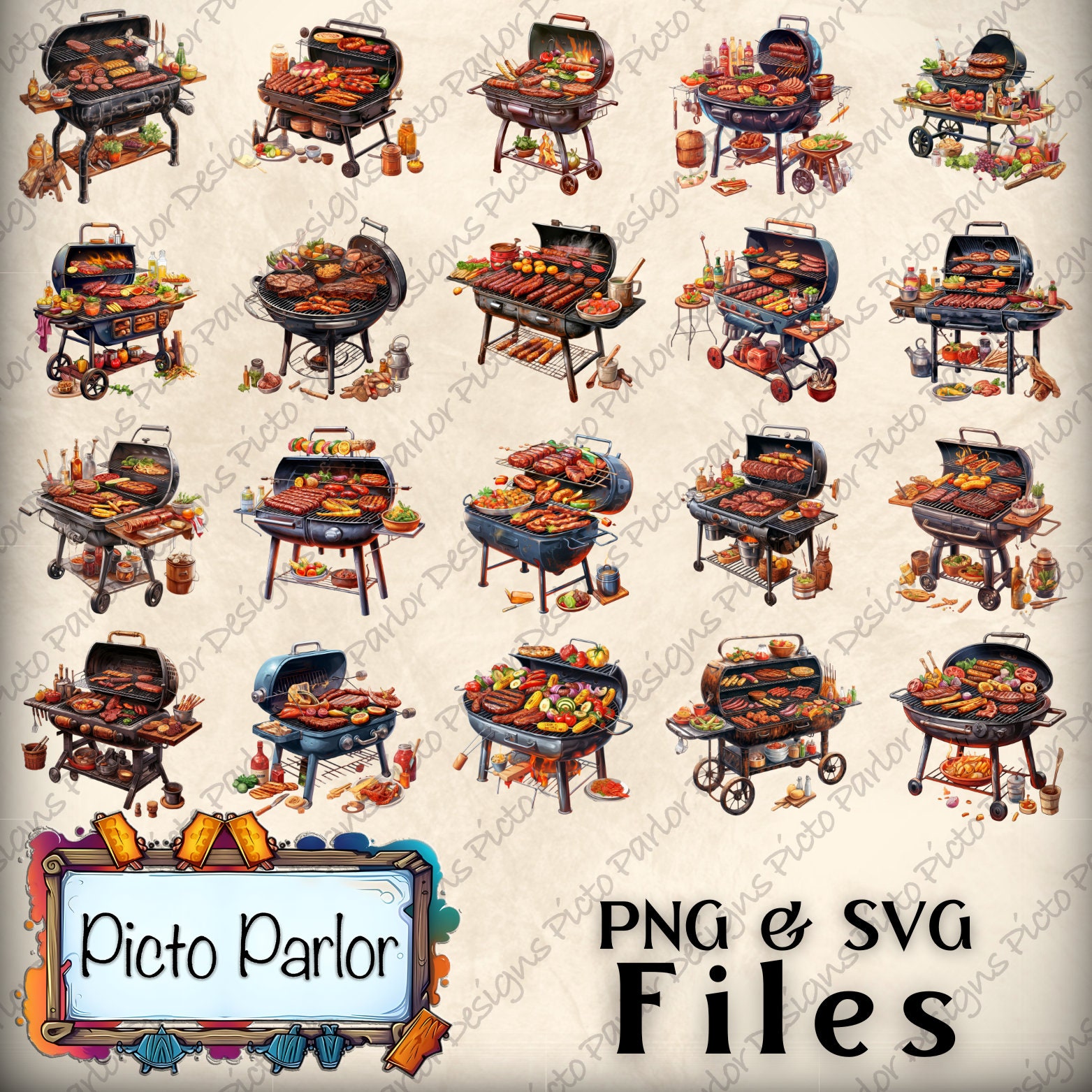 Summer Barbecue Clipart Bundle: PNG & SVG Seasonal Clipart Summer ...