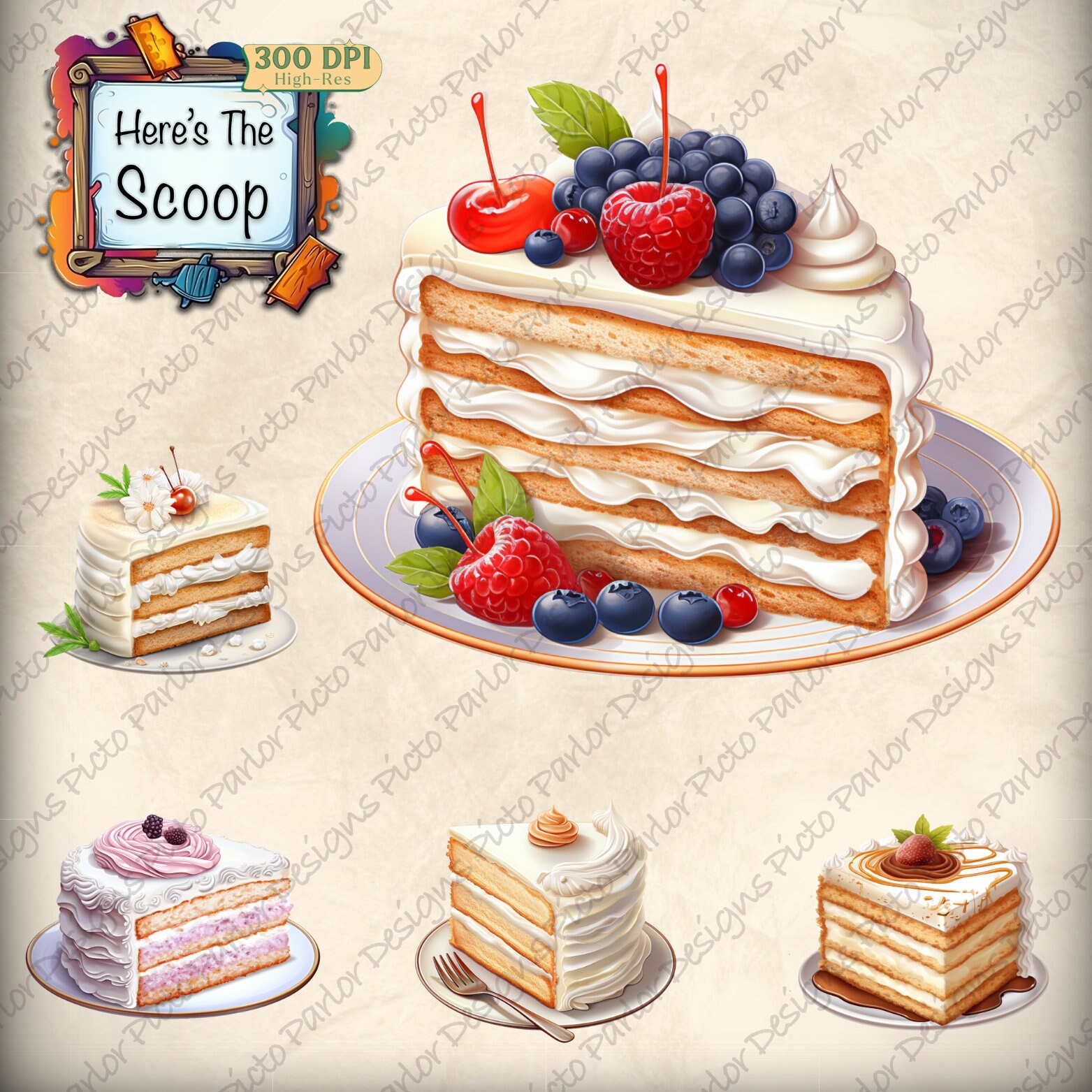 Layered Cake Clipart Bundle: PNG & SVG Food Clipart Pastry Clipart ...