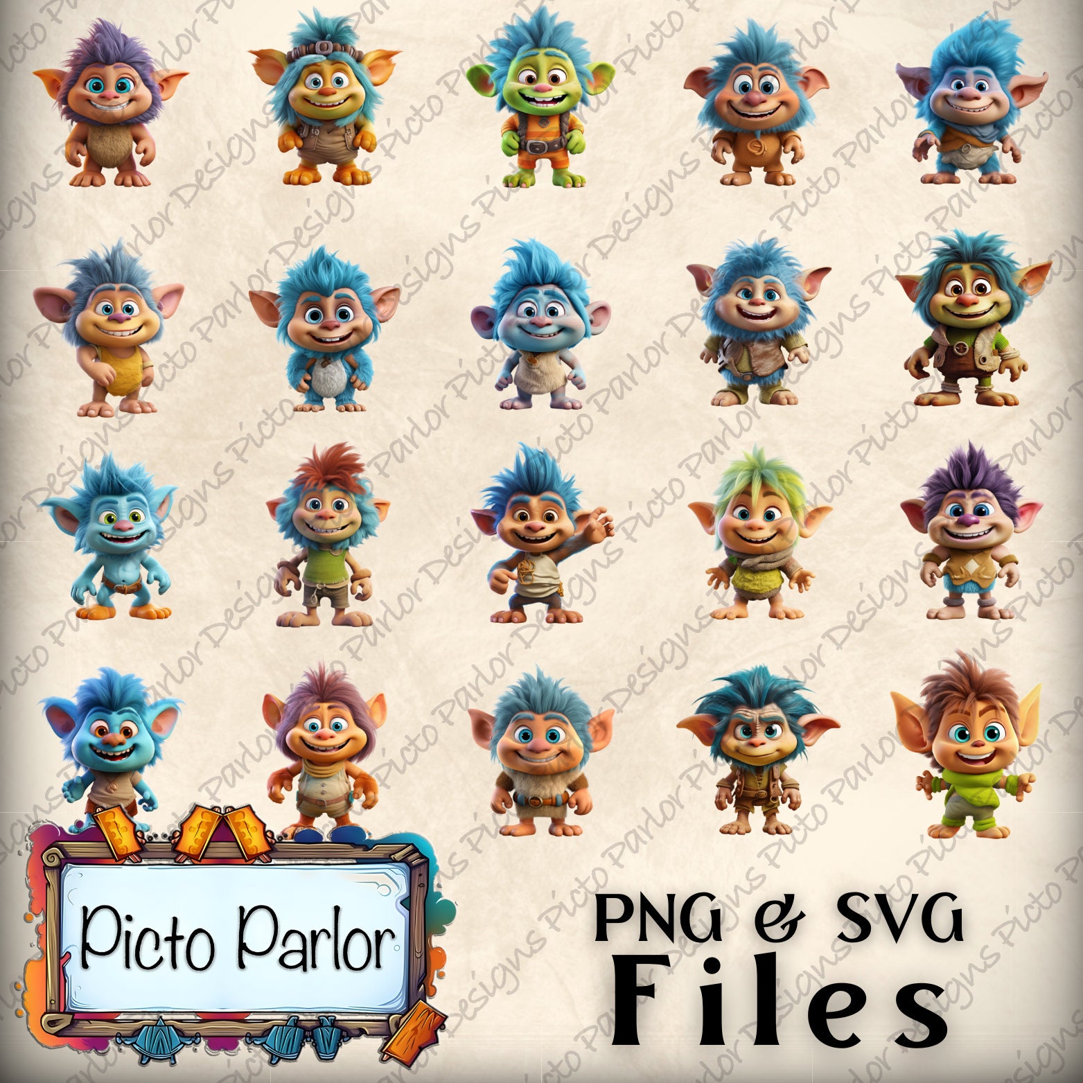 Cute Troll Clipart Bundle: PNG & SVG Troll Clipart Cartoon - Etsy