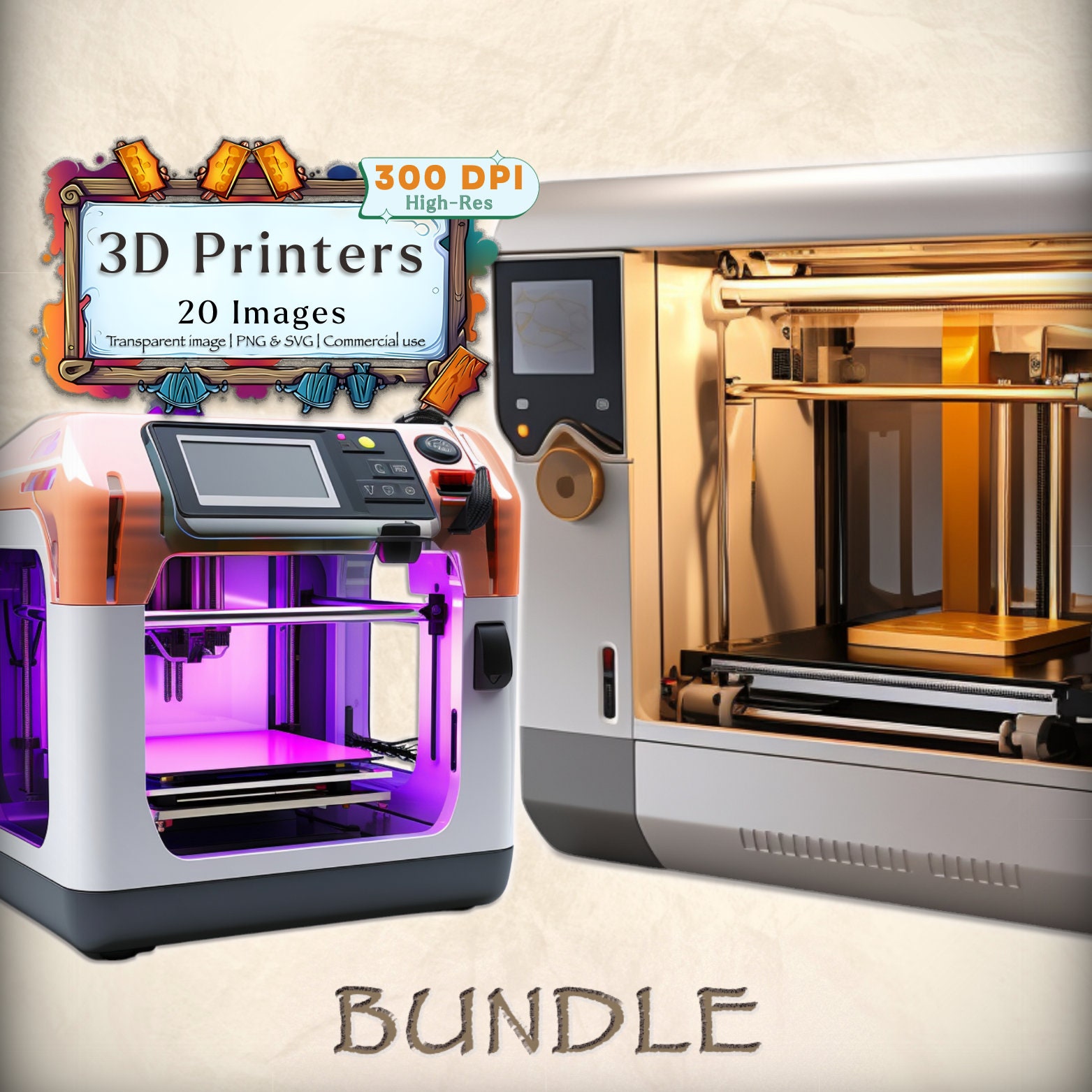3D Printer Clipart Bundle: PNG & SVG Modern Technology Clipart Circuit ...